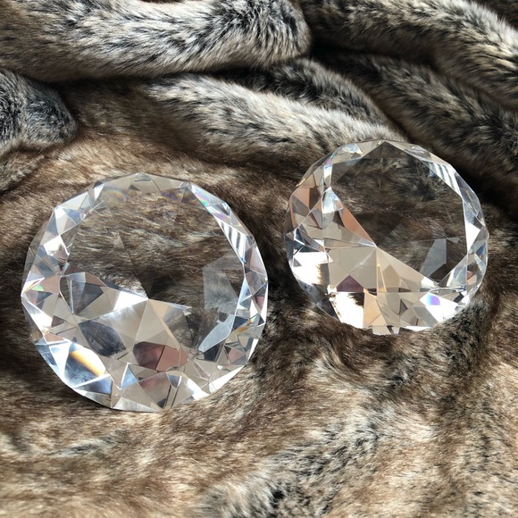 Accents | 2 Extra Large Diamond Crystal Paperweights Home Or Wedding ...